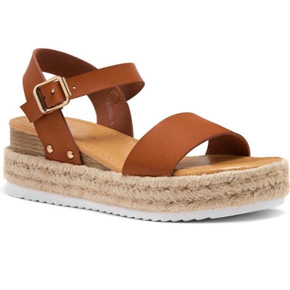 Shoes | Cognac Platform Wedge Shoes Casual Espadrilles | Poshmark